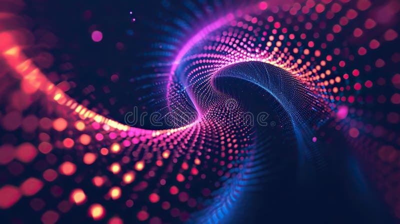 Abstract Digital Particles and Bokeh Effect. Futuristic Background ...