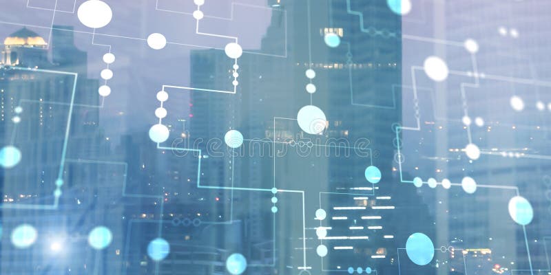 Abstract Digital Particles. Cyber Network Background Stock Illustration ...