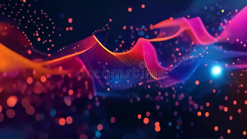 Abstract Digital Particles. Futuristic Wave with Depth Field and Bokeh ... Abstract Digital Particles. Futuristic Wave with Depth Field and Bokeh ...