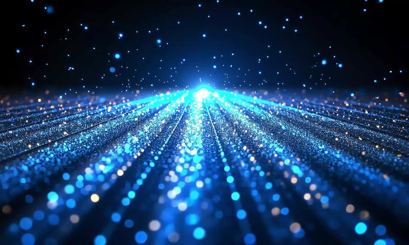 Abstract Digital Particles in Motion, Creating a Glowing Pathway Stock ...