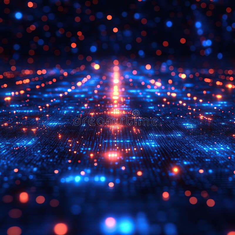 Abstract Digital Pathway with Glowing Particles Stock Illustration ...