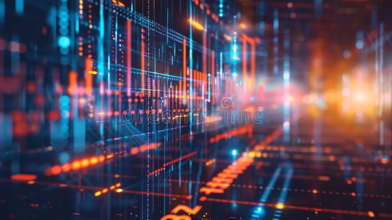 Abstract Digital Pathways with Blue and Orange Lights Stock Photo ...