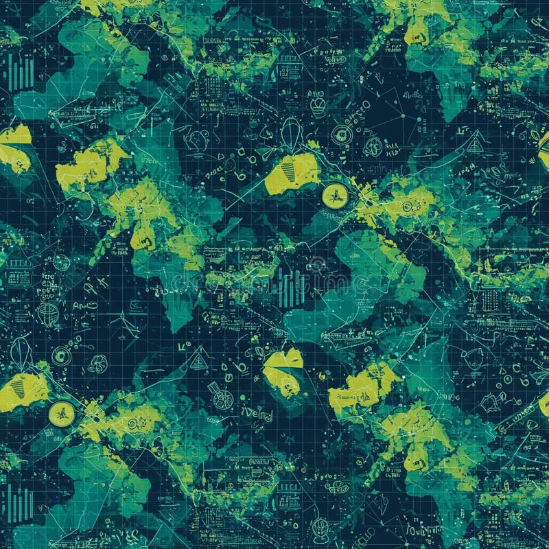 Abstract Digital Pattern Featuring Teal and Green Hues with Overlaying ...