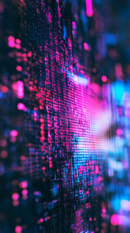 Abstract Digital Pattern in Pink and Blue, Glowing Streaks. Futuristic ...