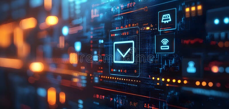 Vibrant Digital Payment Gateway with Icons and Illuminated Elements for ...