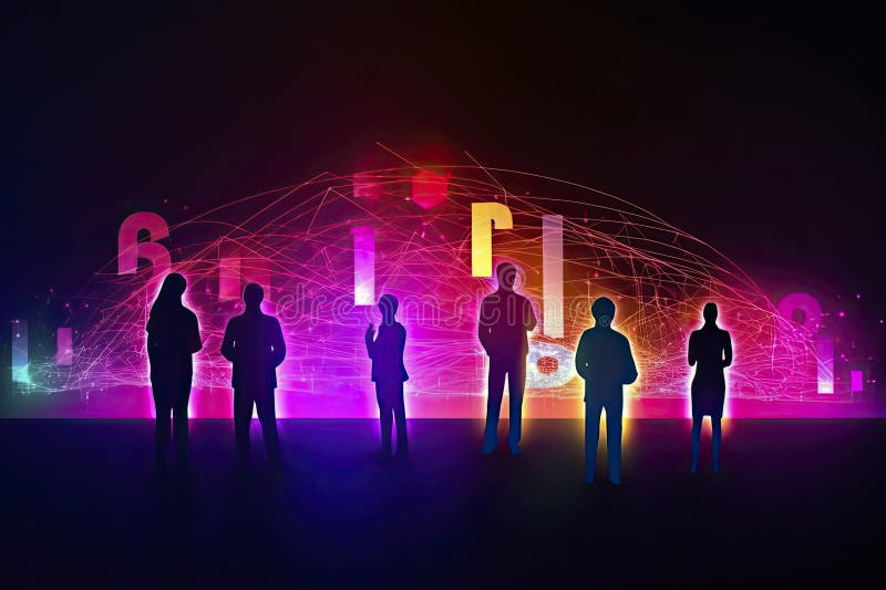 Abstract Digital People Connected with 5g Signal Stock Illustration ...