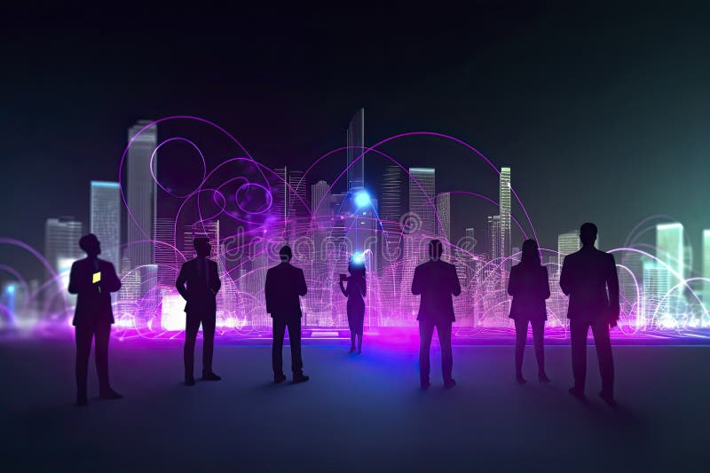 Abstract Digital People Connected with 5g Signal Stock Illustration ...