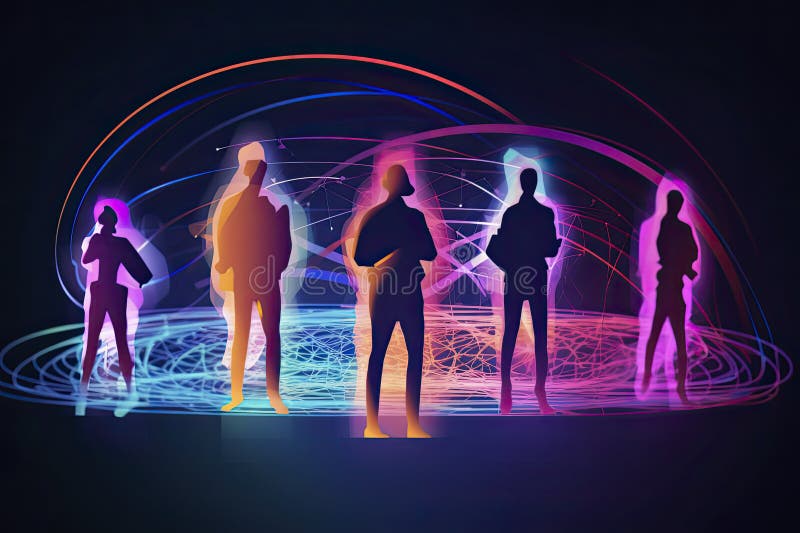 Abstract Digital People Connected with 5g Signal Stock Illustration ...