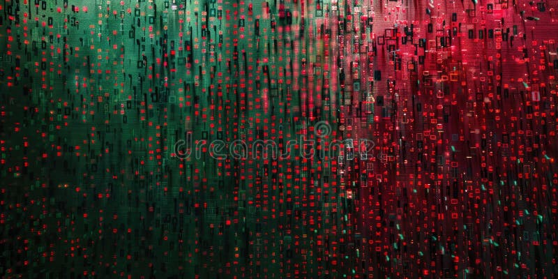 Abstract Digital Pixel Noise Glitch Error Video Damage with a Red and ...