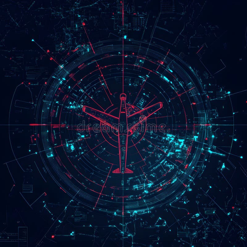 Abstract Digital Plane Radar Display with Glitch Effects Stock Photo ...