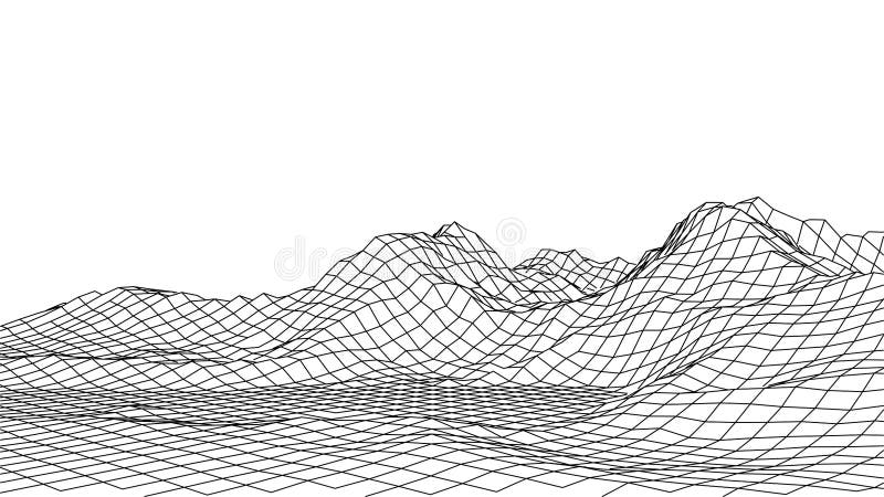 Abstract Digital Polygonal Wireframe Landscape. Vector Mesh ...