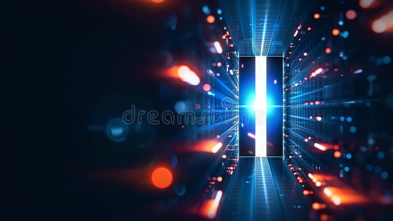 Abstract Digital Portal with Glowing Light and Particles, Symbolizing ...