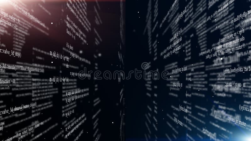 Abstract Digital Program Code in Blocks on a Black Background Stock ...