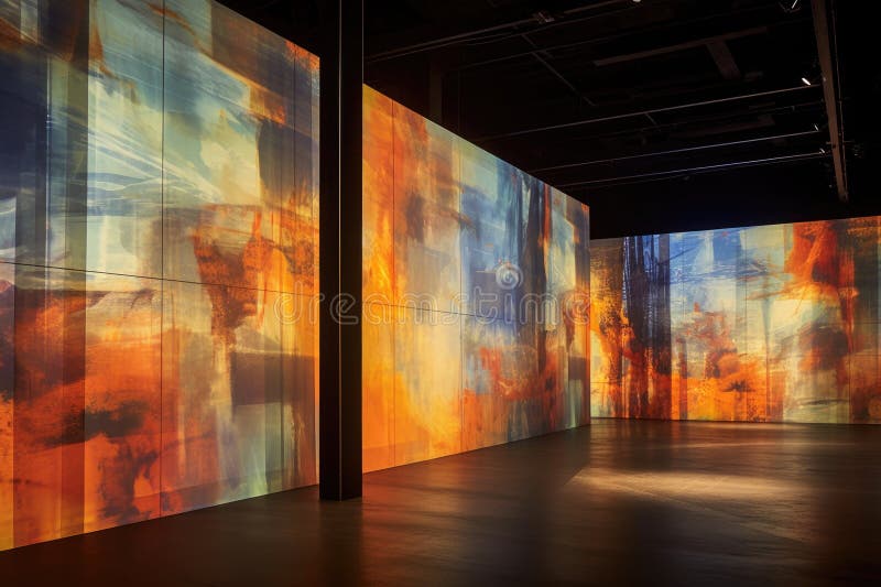 Abstract Digital Projections on Gallery Walls Stock Image - Image of ...