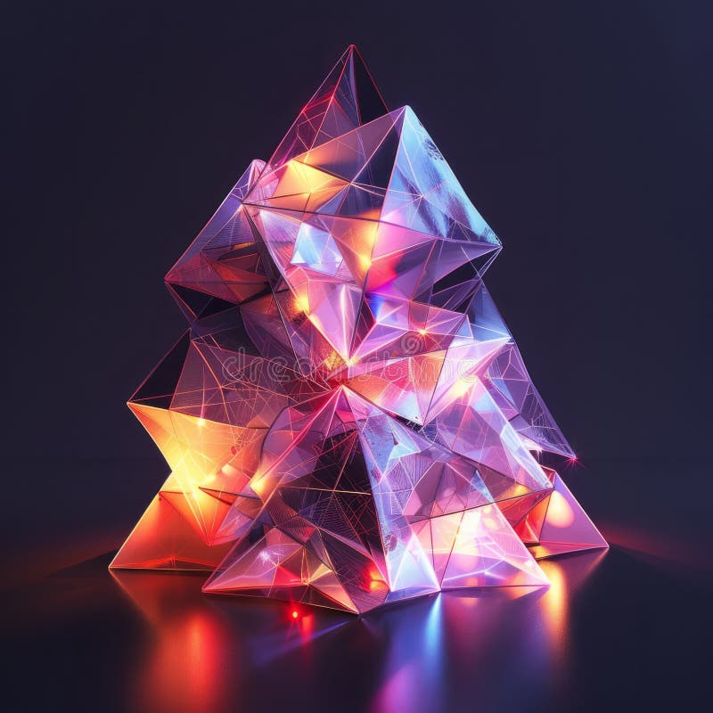 Digital Ai Pyramid Made of Glowing 3d Triangular Polygons Stock ...