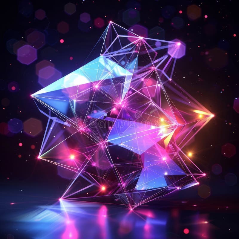 Digital Ai Pyramid Made of Glowing 3d Triangular Polygons Stock ...