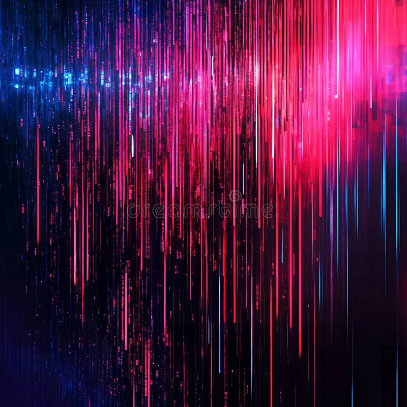 Abstract Digital Rain Background Pink Blue Neon Lines Glowing Stock ...