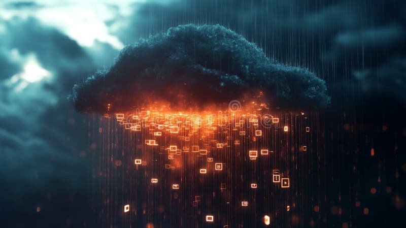 Dramatic Cloud Computing Digital Rain Data Stream Abstract Technology ...