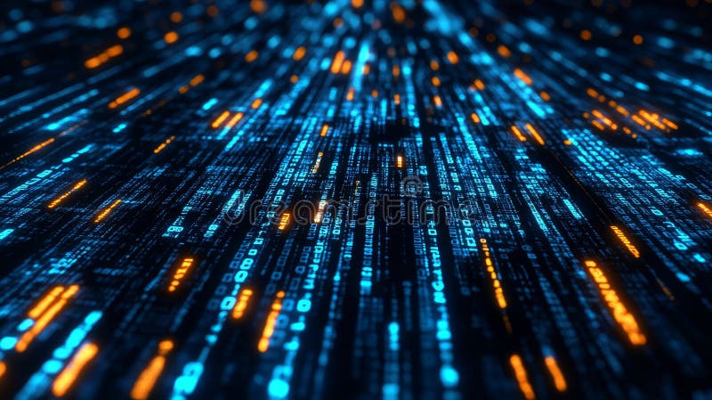 Abstract Digital Rain Flowing Data Stream, Digital Code, and Light ...