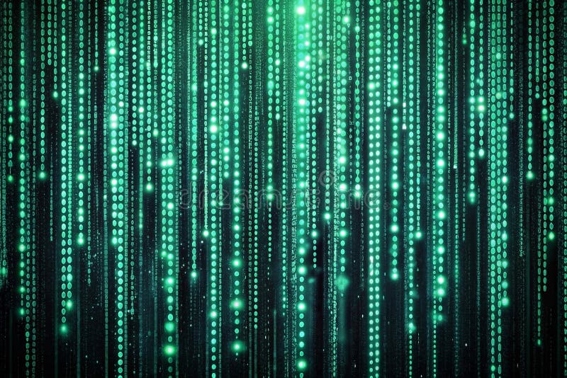 Abstract Digital Rain, Glowing Green Lines, Dark Background Stock Photo - Image of rain ...