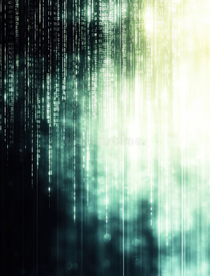 Abstract Digital Rain, Green Code Stream Stock Illustration ...