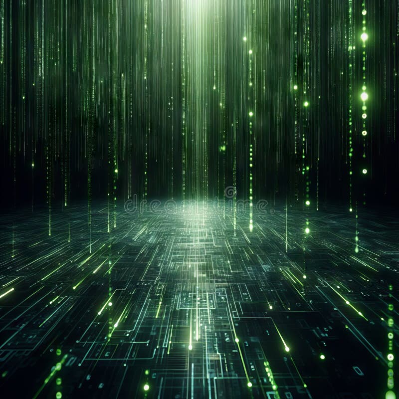 Abstract Digital Rain Matrix Stock Image - Image of seamless, numerical ...