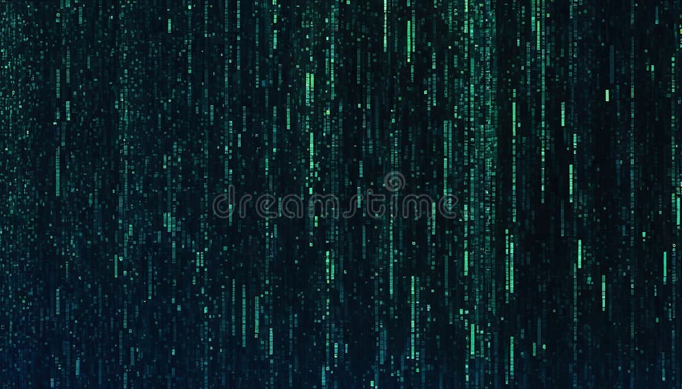 Abstract Digital Rain: Teal and Green Data Stream Stock Illustration ...