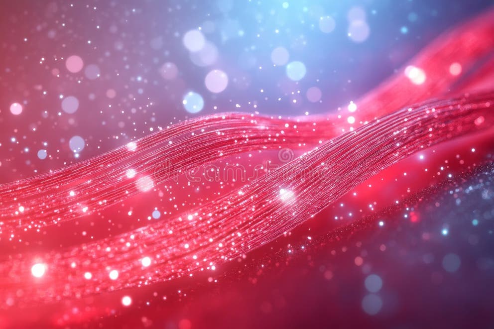 Abstract Digital Red Fiber Optics with Bokeh Lights Visualizing High ...