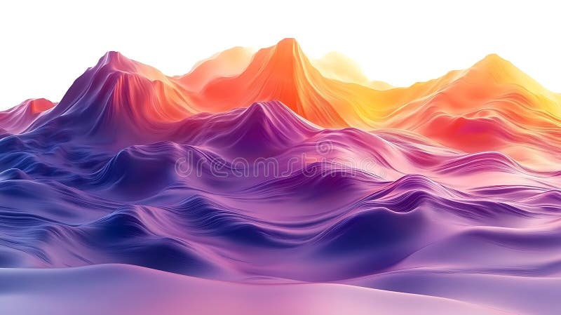 Abstract Mountain Landscape with Gradient Colors Rendering Smooth Lines ...