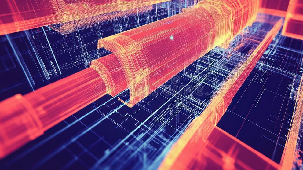 Abstract Digital Tunnel, Futuristic Data Stream, Wireframe Structure ...
