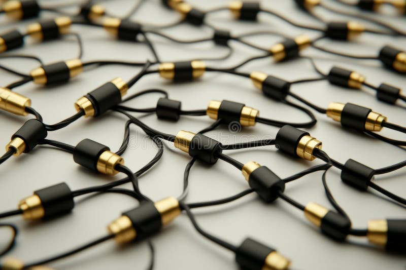 Abstract Digital Rendering of Multiple Golden Connectors Symbolizing ...