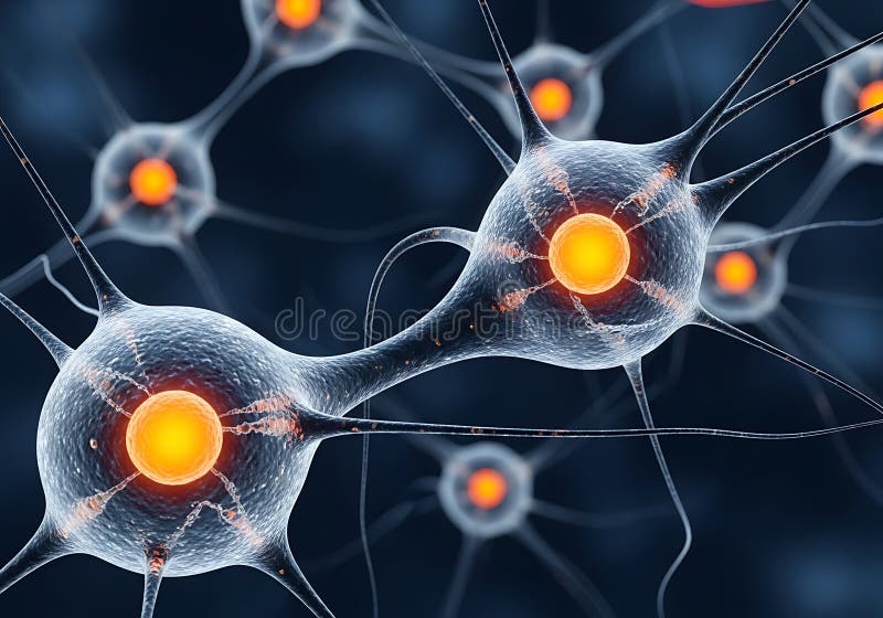 Abstract Digital Rendering of Neurons Connecting Brain Cells ...