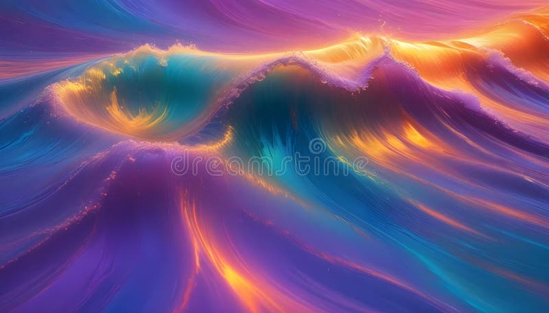 Abstract Digital Rendering of Swirling, Colorful Waves, Creating a Mesmerizing and Dynamic ...