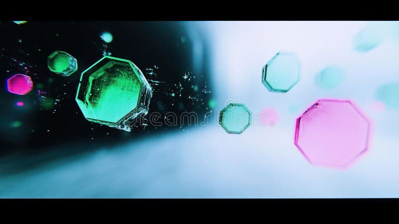 Abstract Octagon Shapes Floating in Neon Light Stock Illustration ...