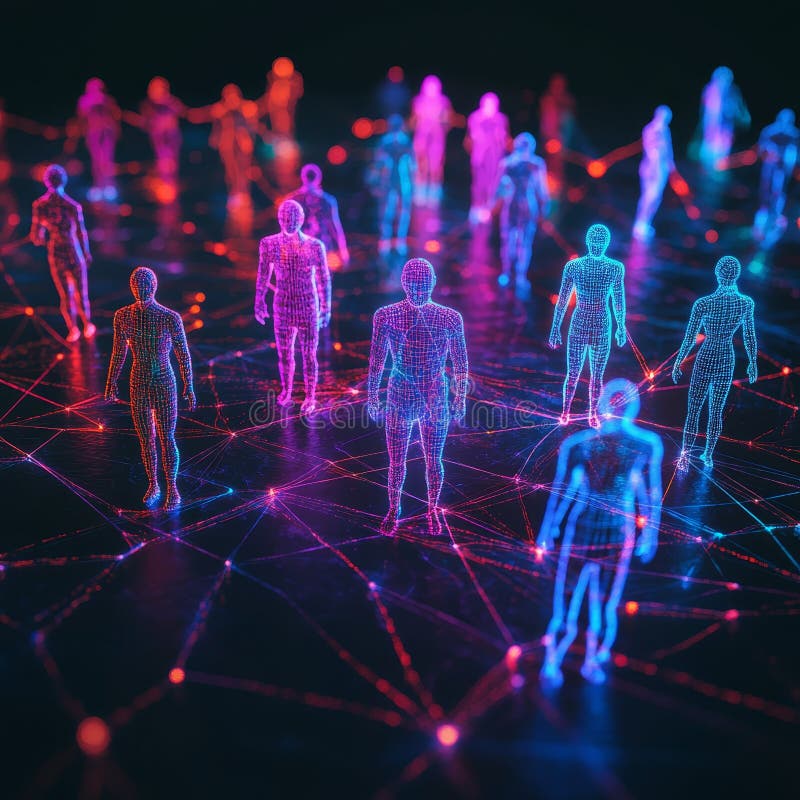 Abstract Digital Representation of Connected People on a Network Stock ...