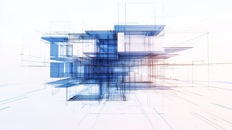 Abstract Digital Representation of a 3d Structure Featuring Technical ...