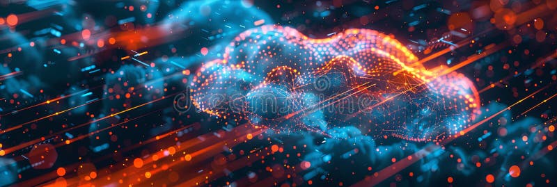 An Abstract, Digital Representation of Data Processing and AI Operations within a Cloud ...