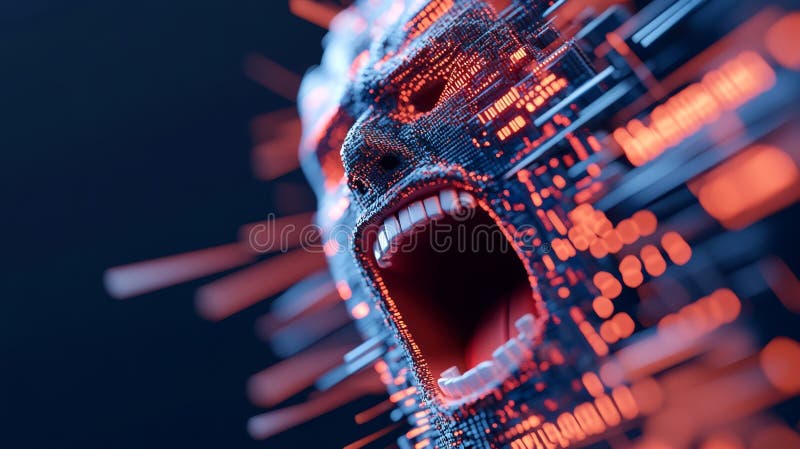Abstract Digital Representation of an Expressive Face Amidst Vibrant ...