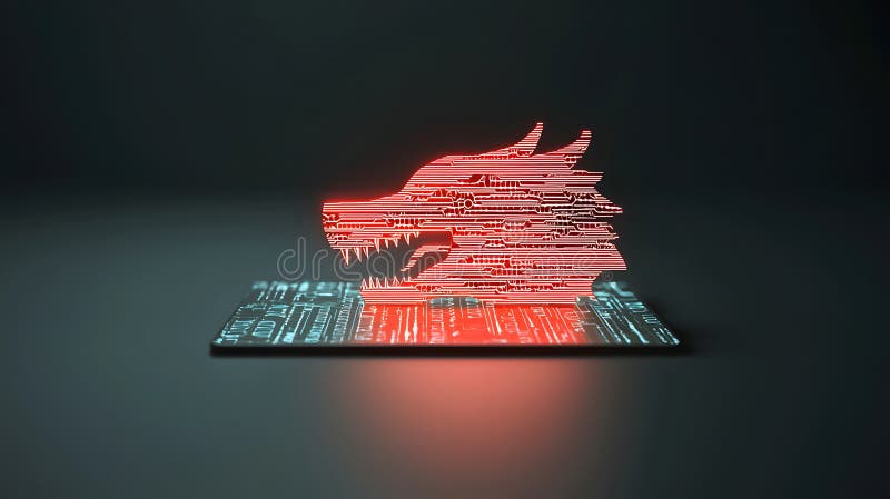 Abstract Digital Representation of a Fierce Dragon S Head Emerging from ...