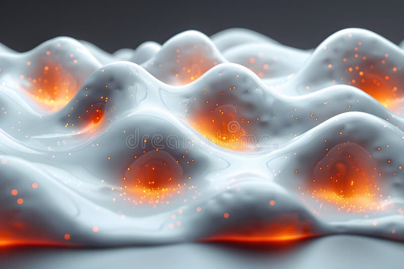 Abstract Molten Lava Landscape with Glowing Orange Embers - Conceptual ...