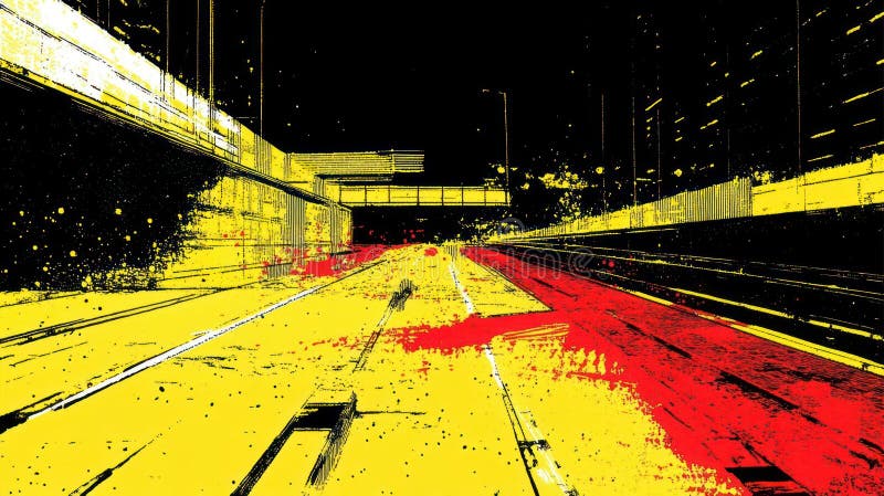Abstract Digital Representation of a Road with Vibrant Colors and ...