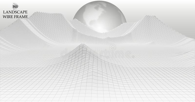 Abstract Digital Representation of a Surface with a 3D Wireframe Grid ...