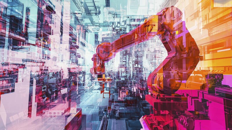 Abstract Digital Robotic Arm in a Vibrant Environment Stock ...