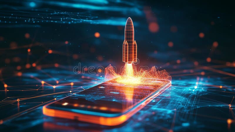 Digital Rocket Launch Smartphone App Innovation Technology Startup ...