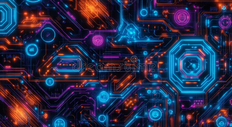 Abstract Digital Scheme in Glowing Colors. Illustration in 3D Stock ...