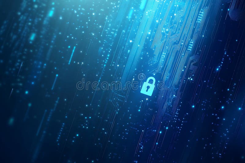Abstract Digital Security Background Cyber Lock Icon on Futuristic ...