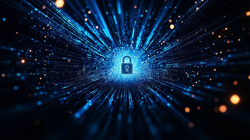 Abstract Digital Security Background Featuring Glowing Padlock ...