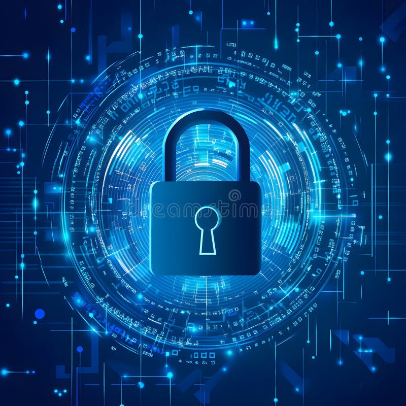 Abstract Digital Security Background with Lock Symbols and Holographic ...