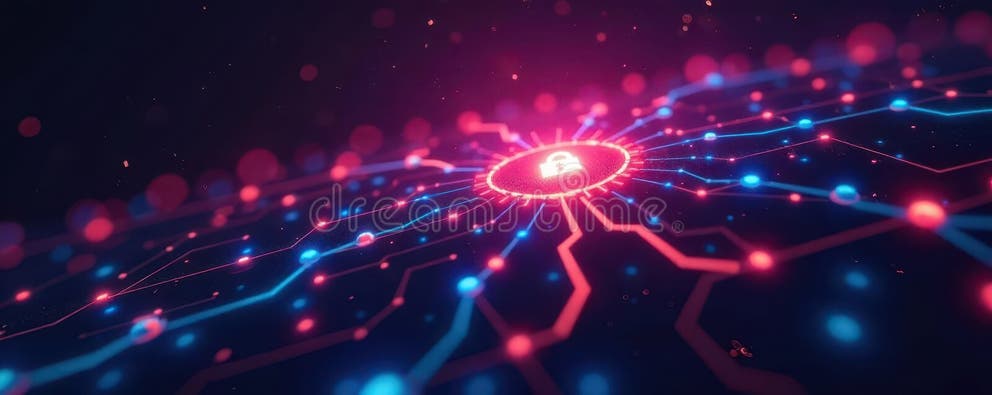 Abstract Digital Security Interface with Glowing Lines and Nodes ...