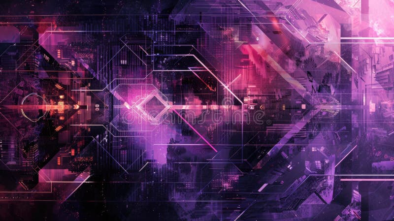 Abstract of Digital Connected Shape and Particle with Horror Cyber ...